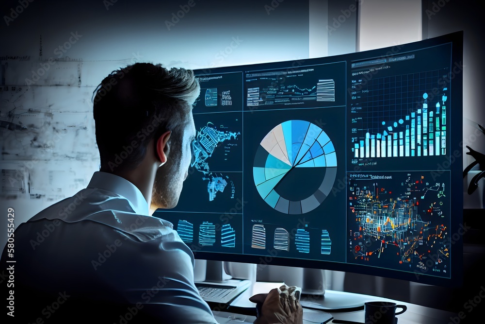 Business and technology Data analyst working on business analytics ...