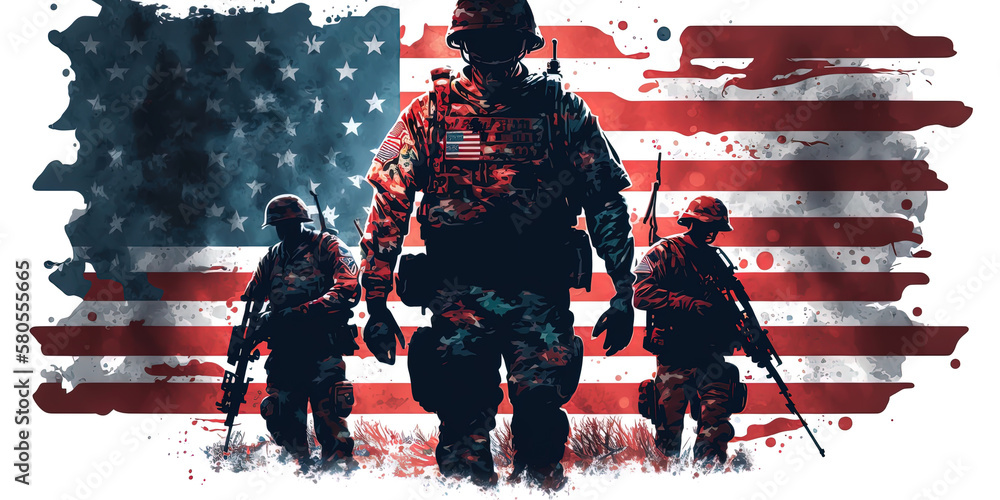American Flag concept art with Marines interwoven into the fabric ...