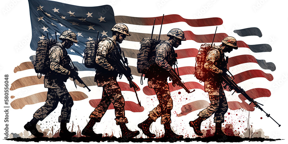 Concept art of the American flag with Marines interwoven into the ...