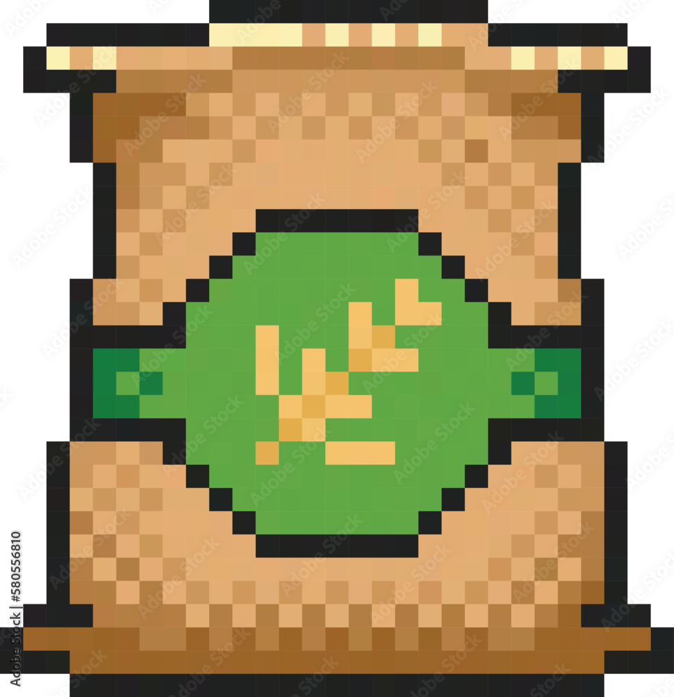 Barley sack pixel art with transparent background Stock Vector | Adobe ...