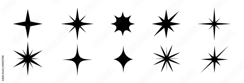 Set sparkles star symbols vector. The set of original vector stars sparkle icon. Bright firework ...