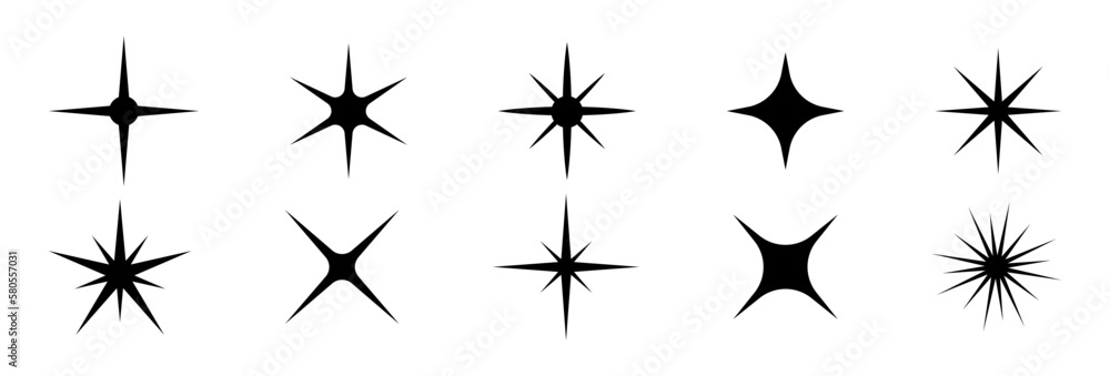 Set sparkles star symbols vector. The set of original vector stars sparkle icon. Bright firework ...