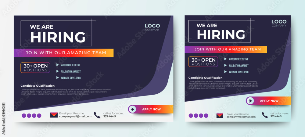Job vacancy templates. We are hire jobs that are used on social media ...