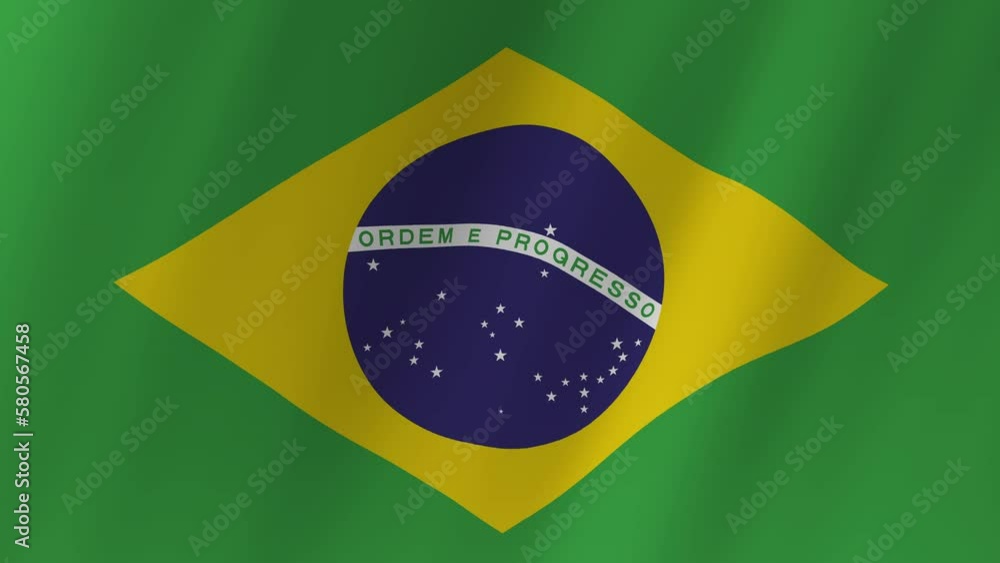 Animation of Brazil flag waving in the wind. Realistic animated ...