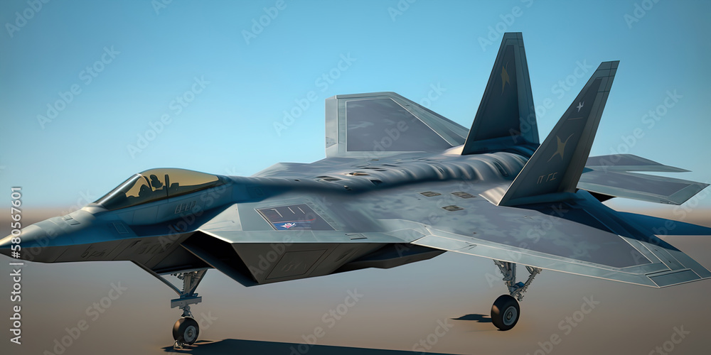 Illustrazione Stock Lockheed Boeing F-22 Raptor model, full matte black ...