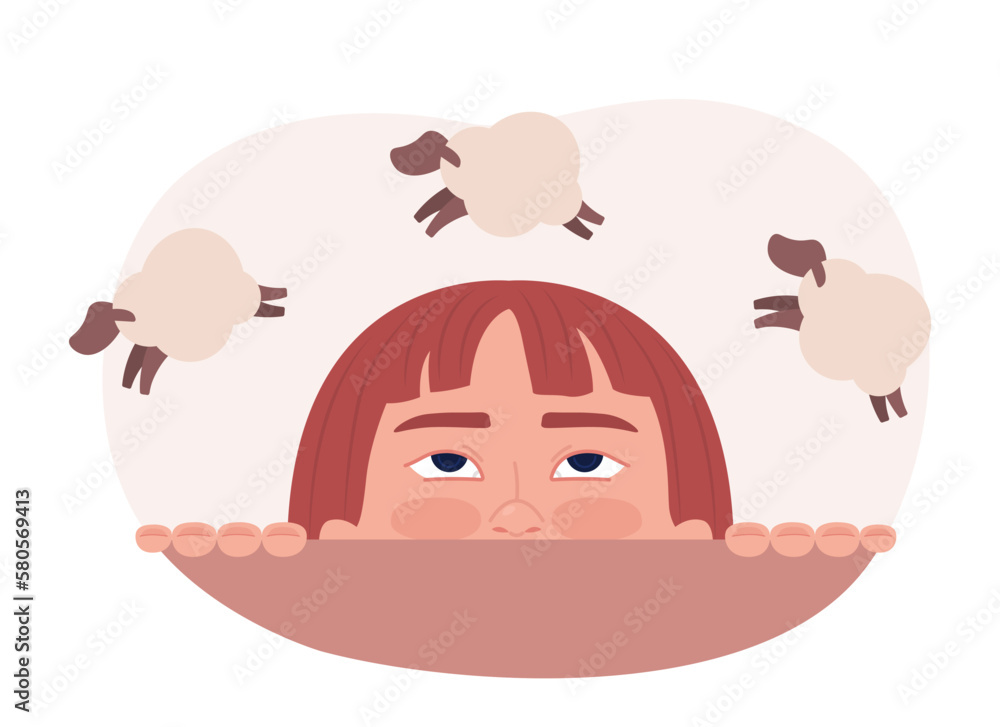 Counting sheep for sleep flat concept vector illustration. Help with ...