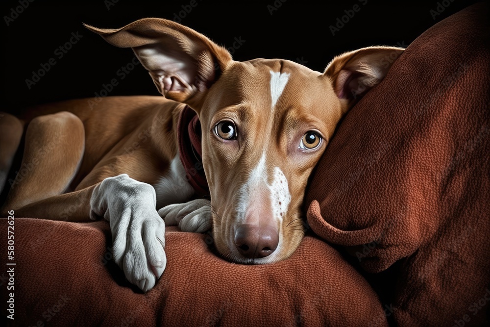 Podenco ibicenco, ibisan hunting dog greyhound. A picture of a funny ...