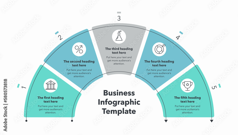 Poster Infographic for business process with five colorful stages ...