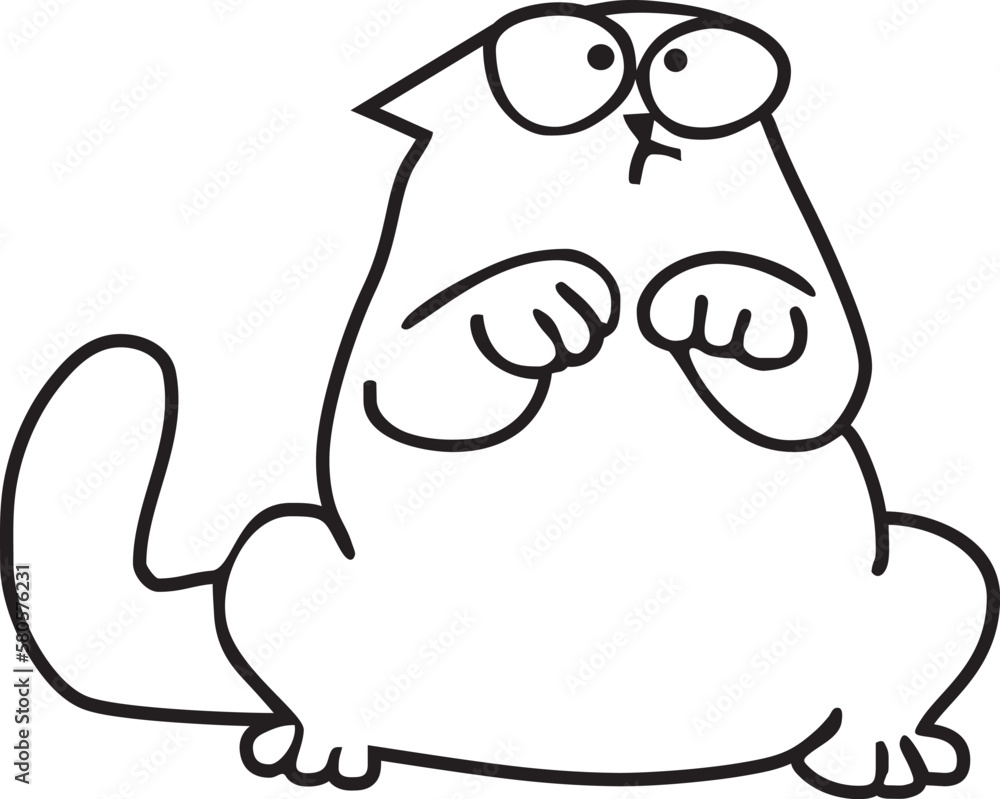 Cute fat cat vector illustration. Little funny animal with big cute ...