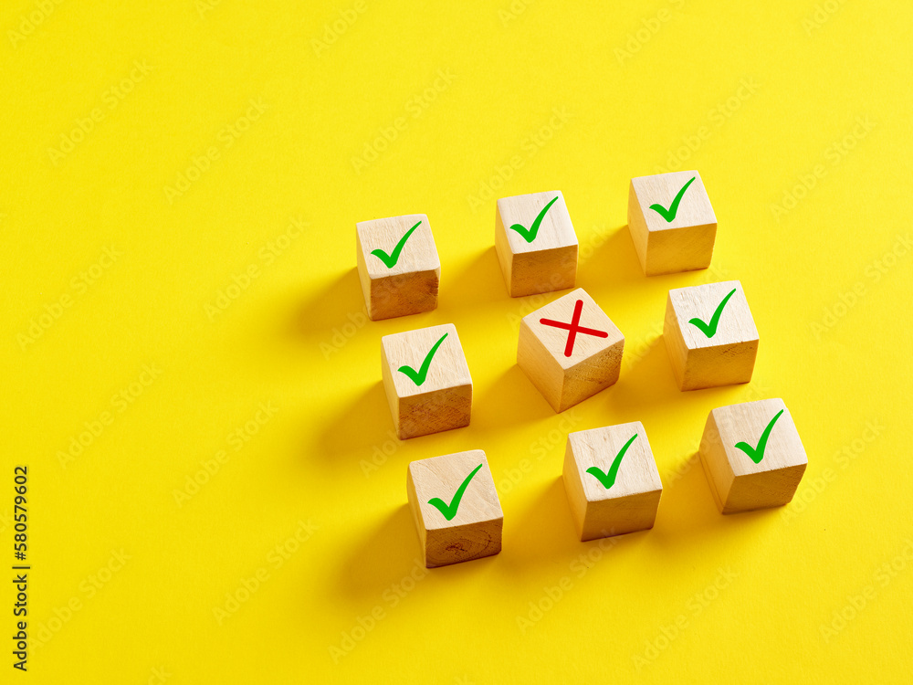 Choosing the wrong option, voting no or disapproval concept. Cross ... Choosing the wrong option, voting no or disapproval concept. Cross ...