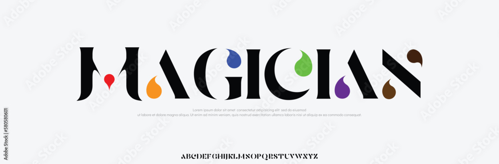 Magician, abstract technology alphabet tech font. digital space ...