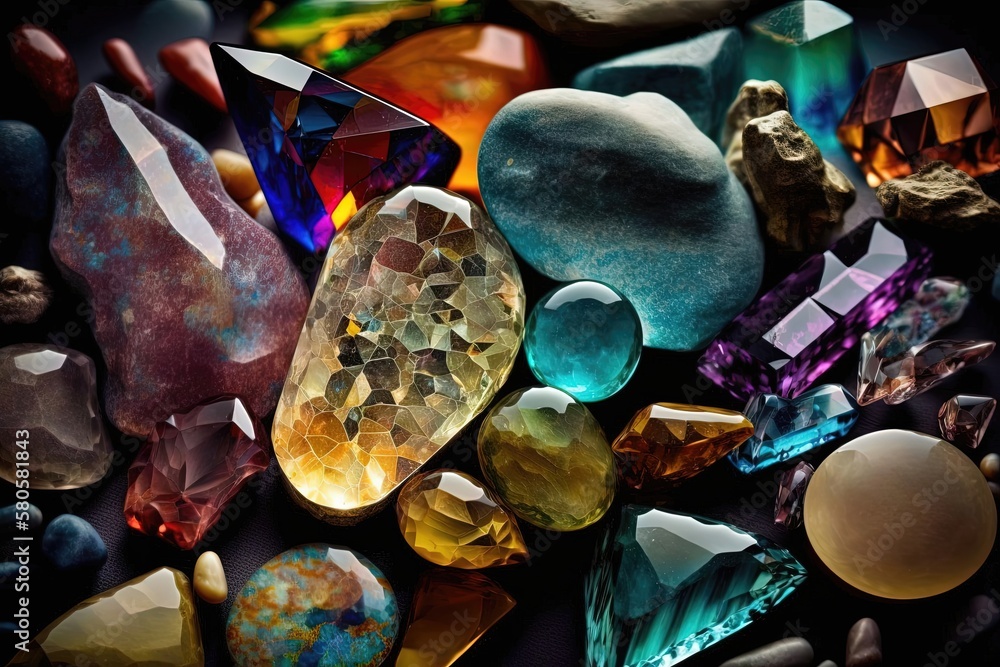 Multicolored crystals, arranged in a mesmerizing and intricate pattern ...