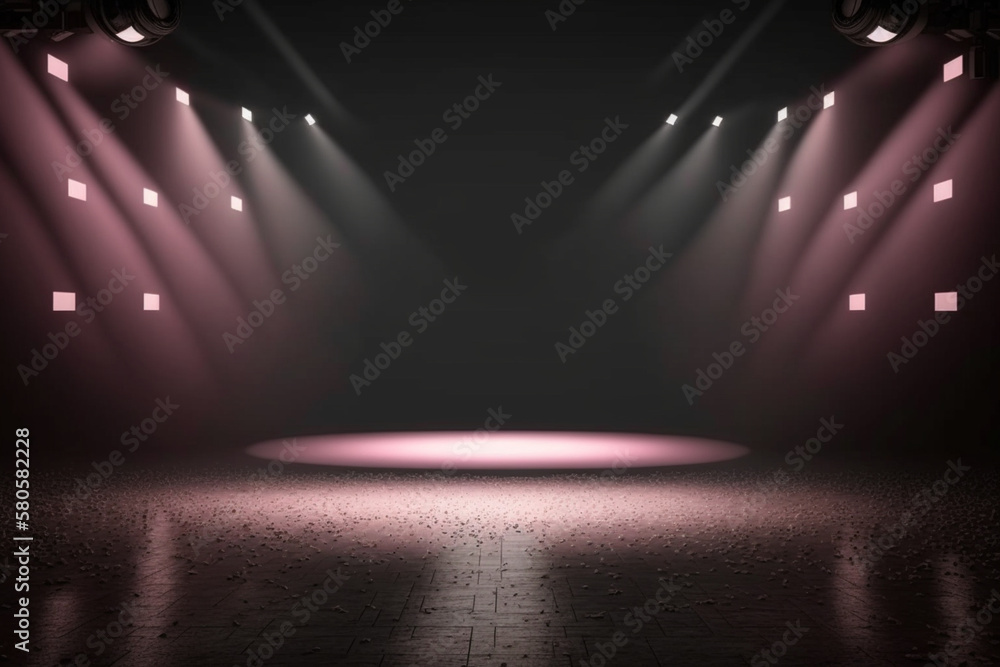 light red spotlights shine on stage floor in dark room, idea for ...