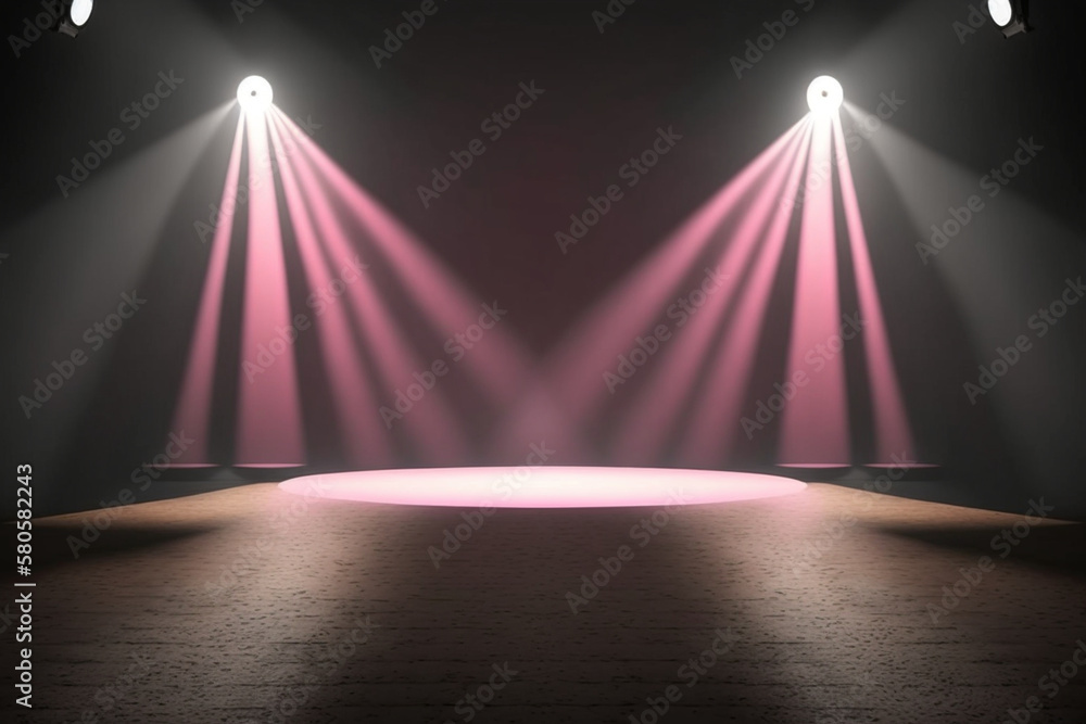 light pink spotlights shine on stage floor in dark room, idea for ...