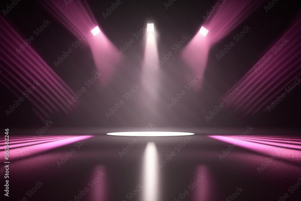light pink spotlights shine on stage floor in dark room, idea for ...
