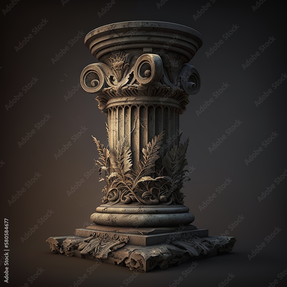 column, ancient with decorative elements artistic representation greek ...