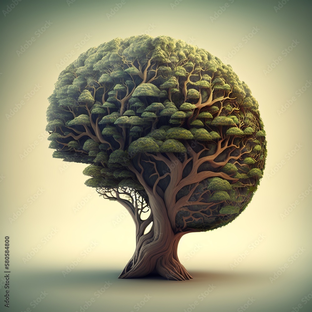 brain shaping tree, symbolizing emotional intelligence human wisdom dry ...