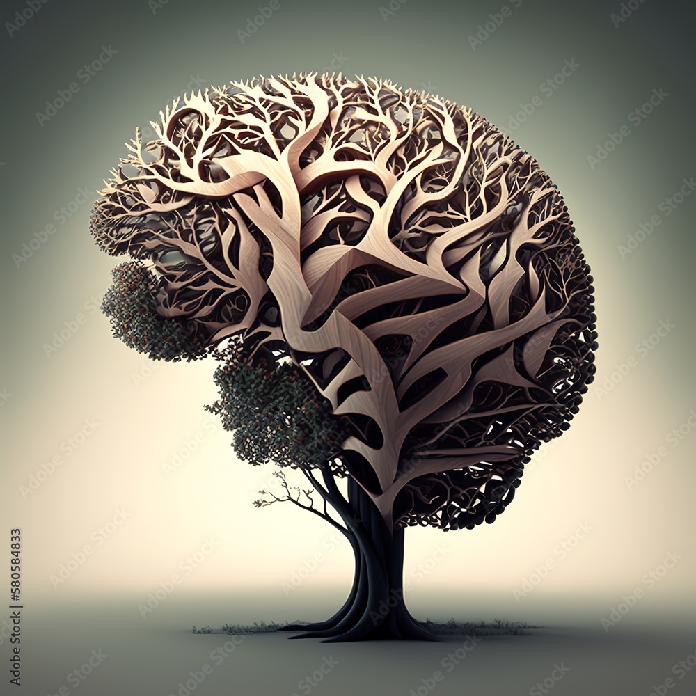 brain shaping tree, symbolizing emotional intelligence human wisdom dry ...