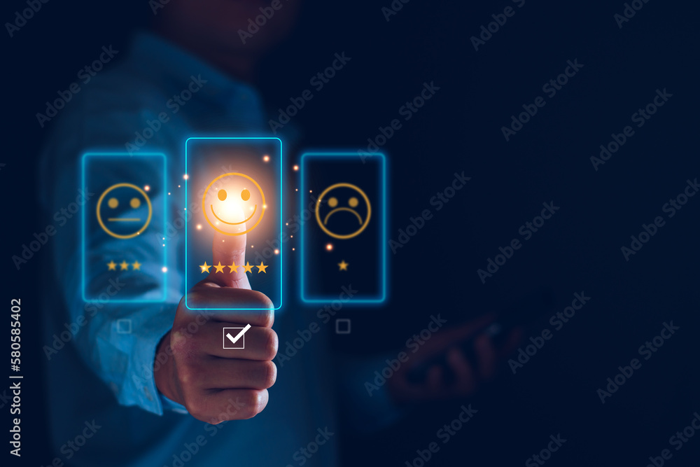 Customer service and Satisfaction ,business man giving Feedback ...