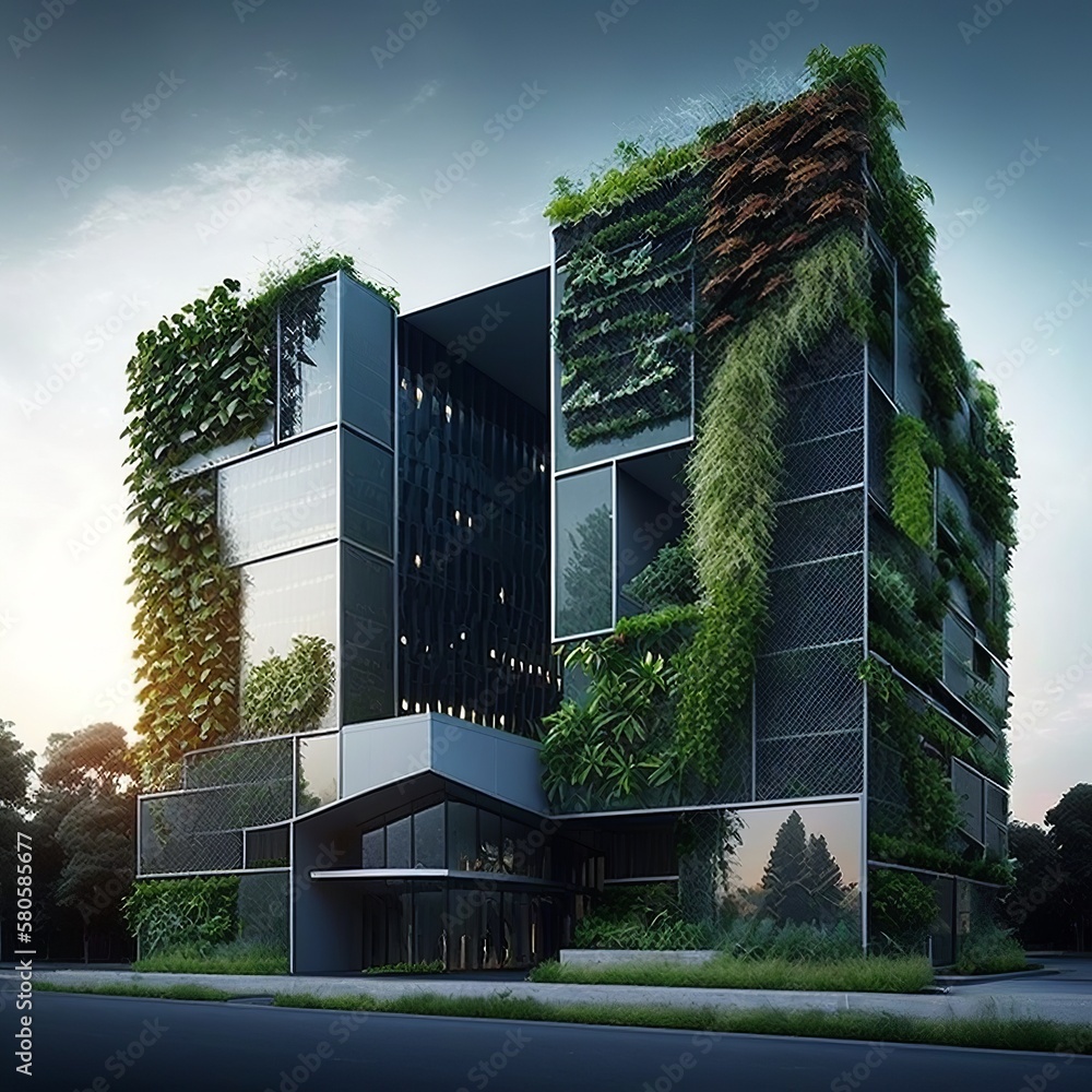 Eco-friendly green building with vertical garden design for ...