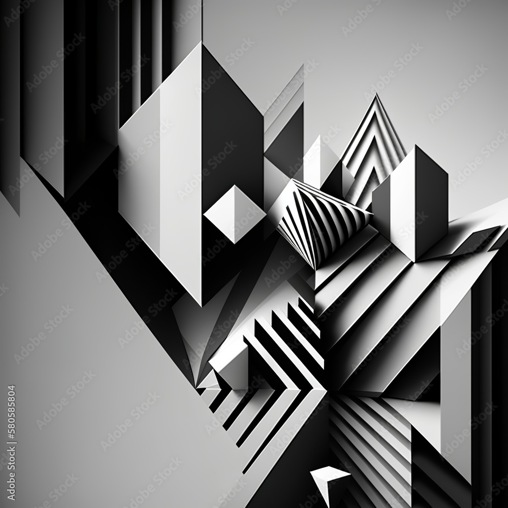 geometric line striped winding twisting multidimensional shape ...