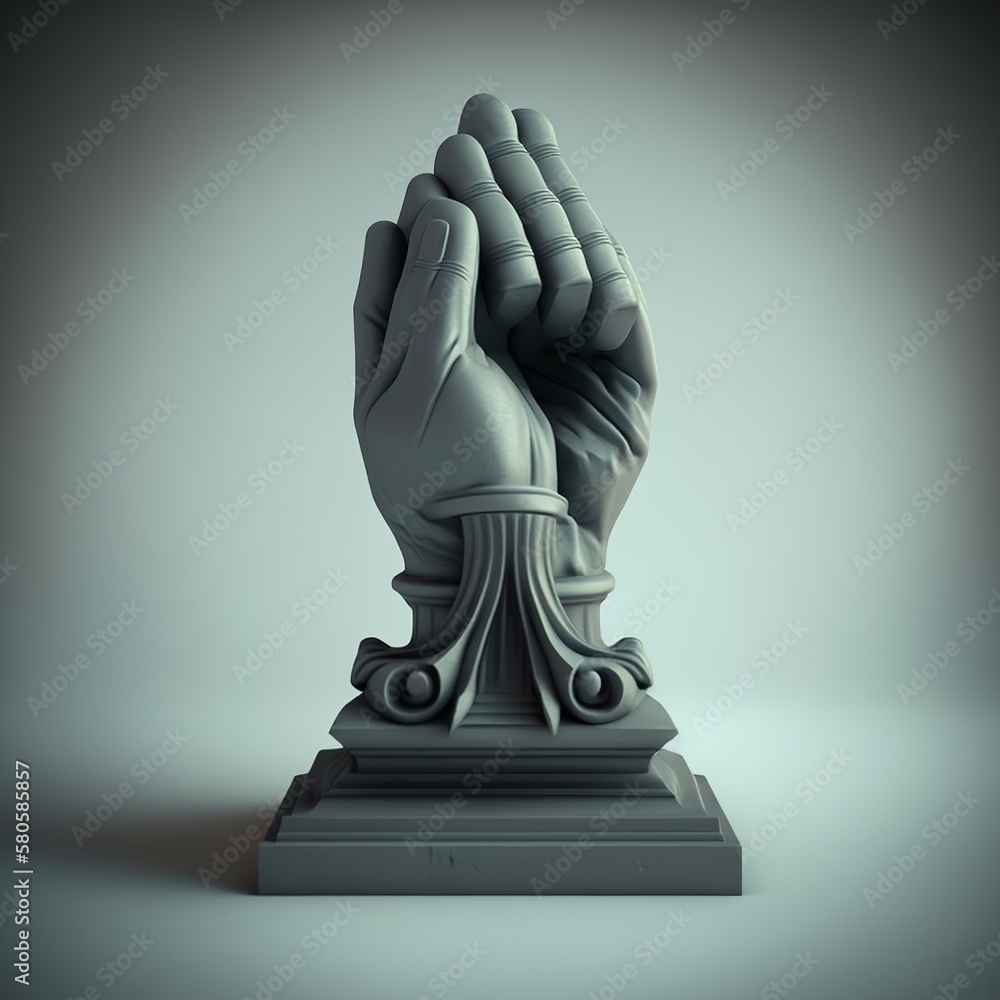 hand statue grey with finger stands out from nowhere two with pedestal ...