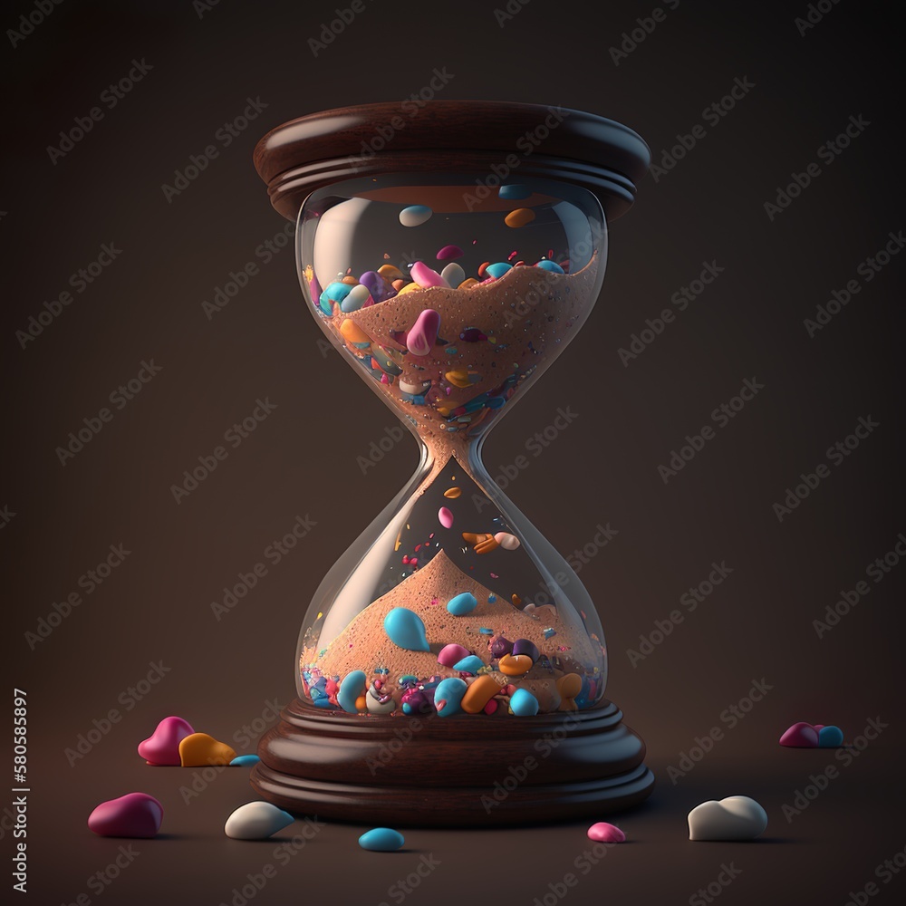 hourglass, candy concept unrealistic counts down flows French dragée ...