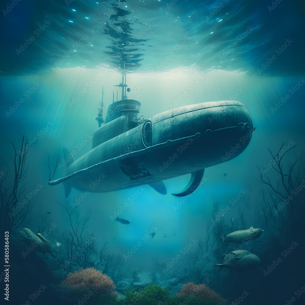 submarine goes under the water titan titanic tragedy underwater machine ...