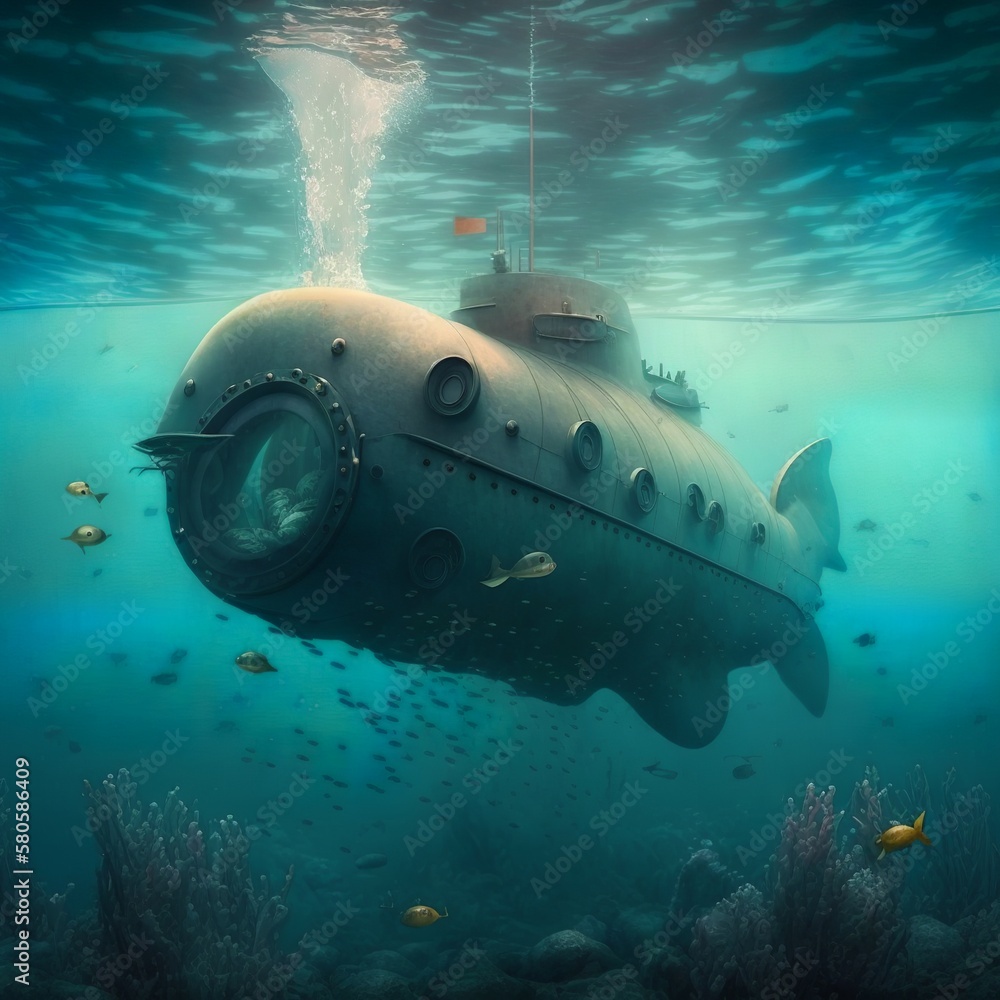 submarine goes under the water titan titanic tragedy underwater machine ...