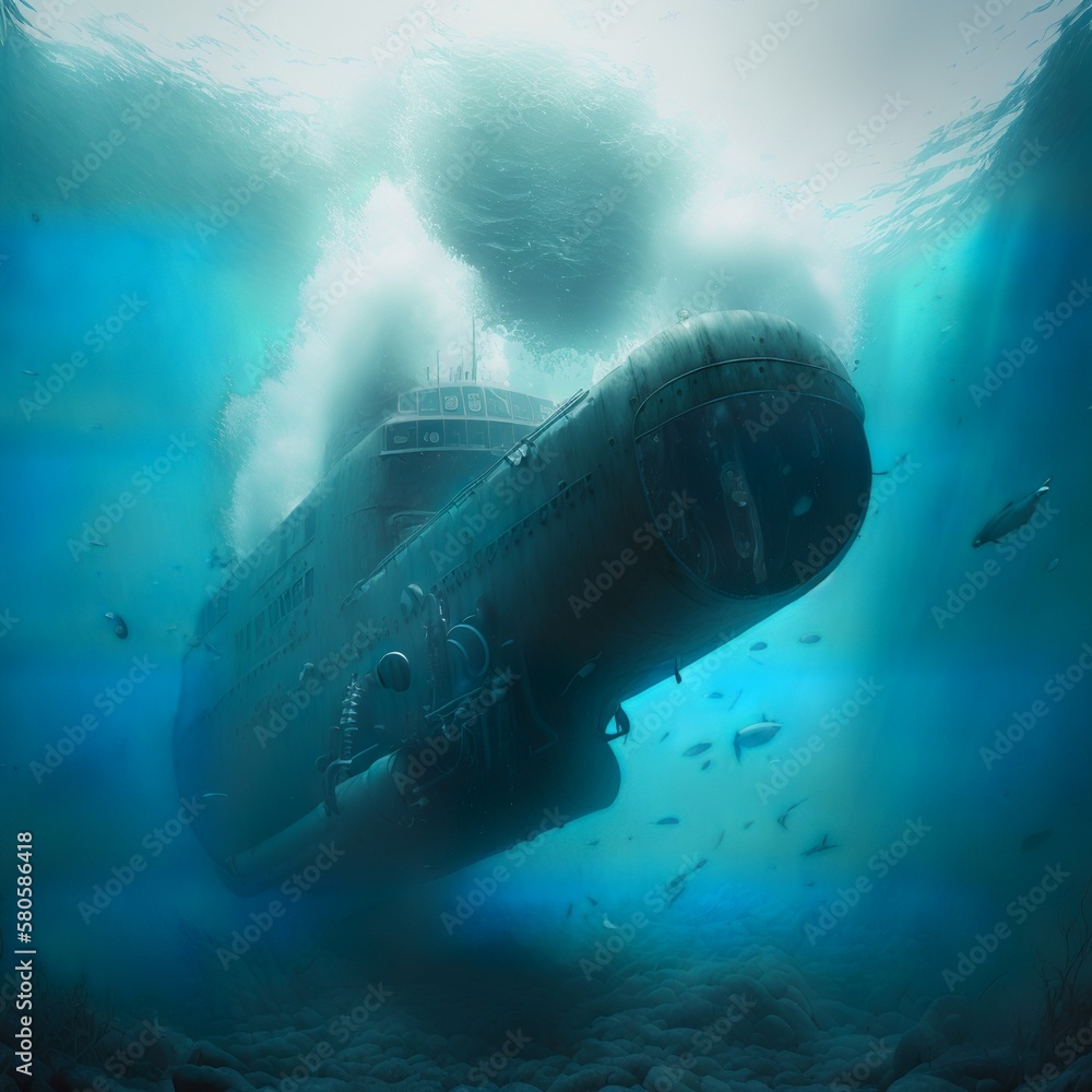 submarine goes under the water titan titanic tragedy underwater machine ...