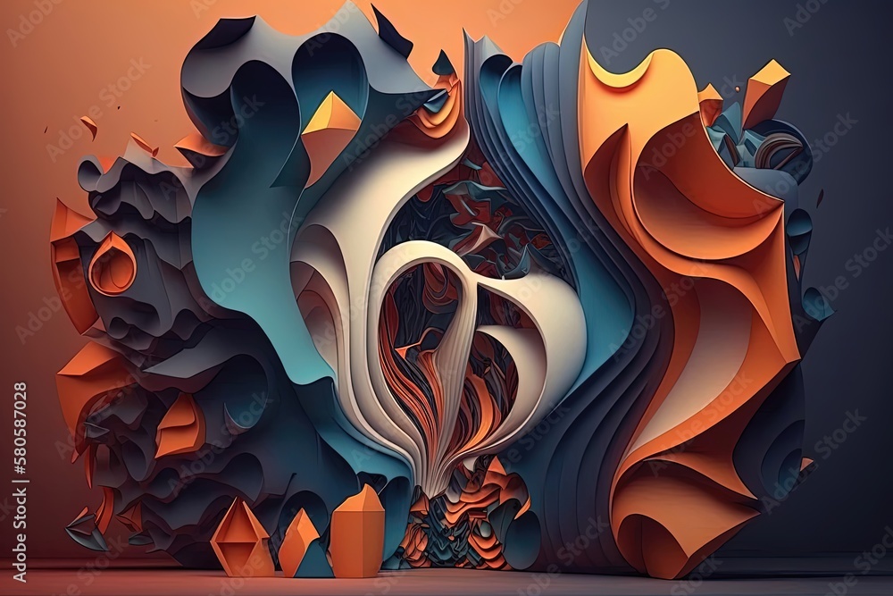 3D abstract background featuring geometric shapes and patterns ...