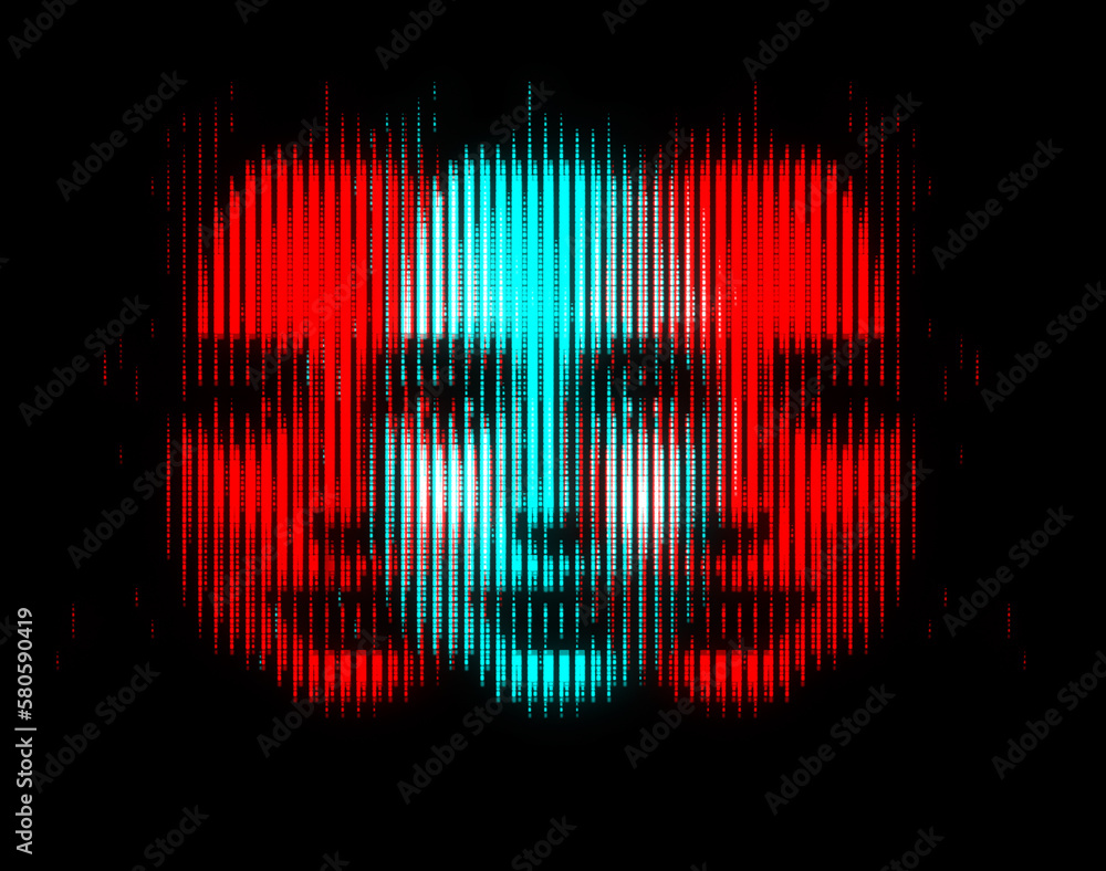 Abstract woman portrait illustration in halftone black and white ...