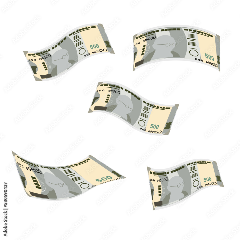 Indian Rupee Vector Illustration. India, Bhutan money set bundle ...