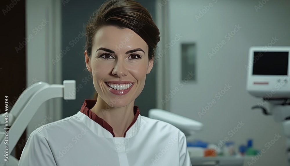beautiful Asian woman doctor smile wildly at clinic or hospital room ...