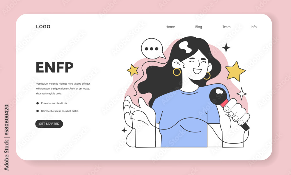 ENFP MBTI type. Charcter with the extraverted, intuitive, feeling Stock ...