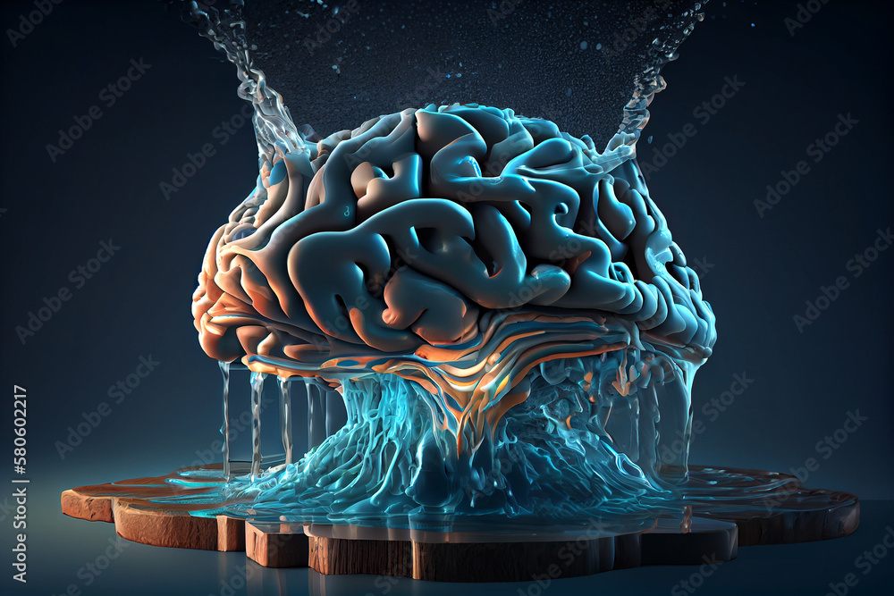 A liquid model of the human brain, depicting the complex network of ...