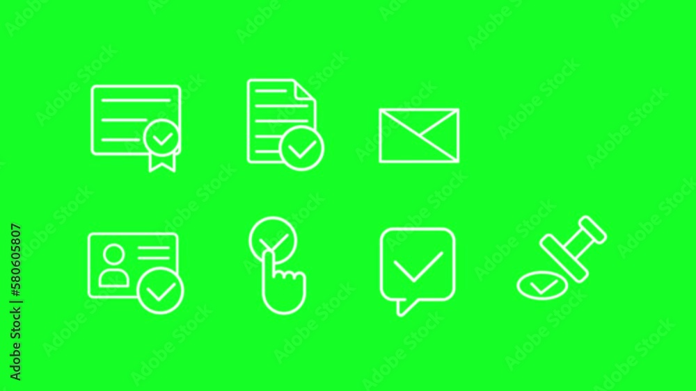 Animated office white line icons. Send letter. Signed paper. Loop HD ...