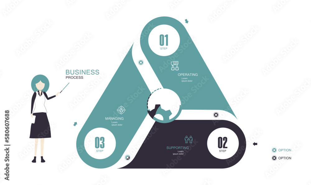 Infographics design template, Business Process concept with 3 steps or ...