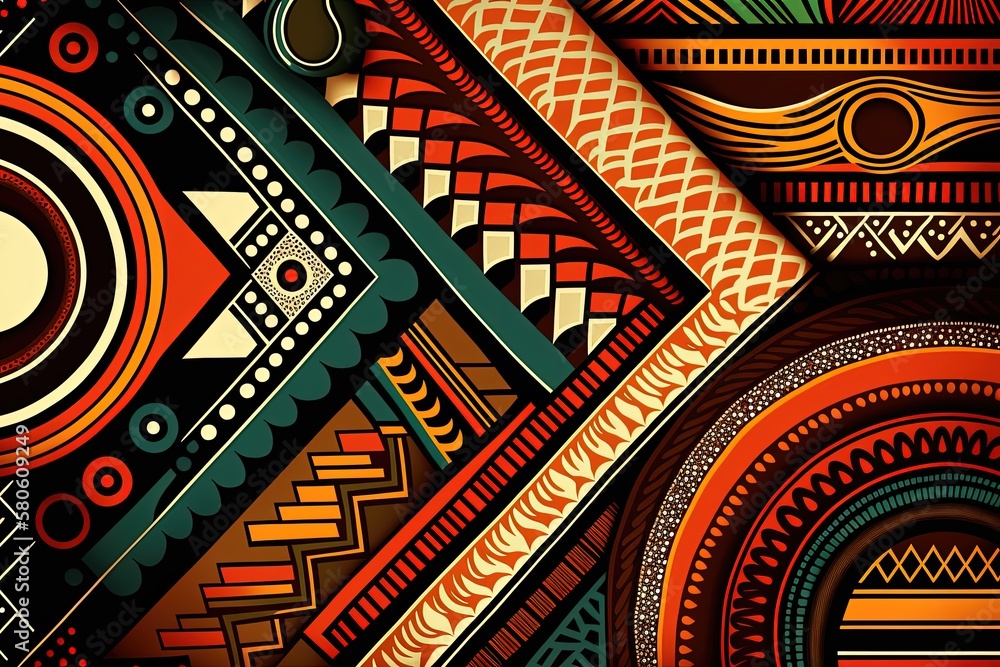 Background illustration with African patterns, print with African ...