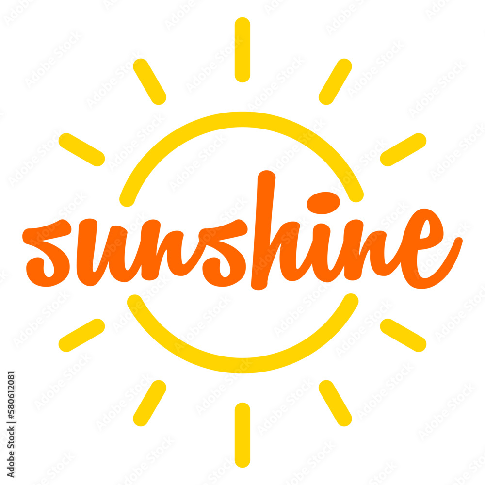 Logo aislado con letras del mensaje sunshine en texto manuscrito con ...