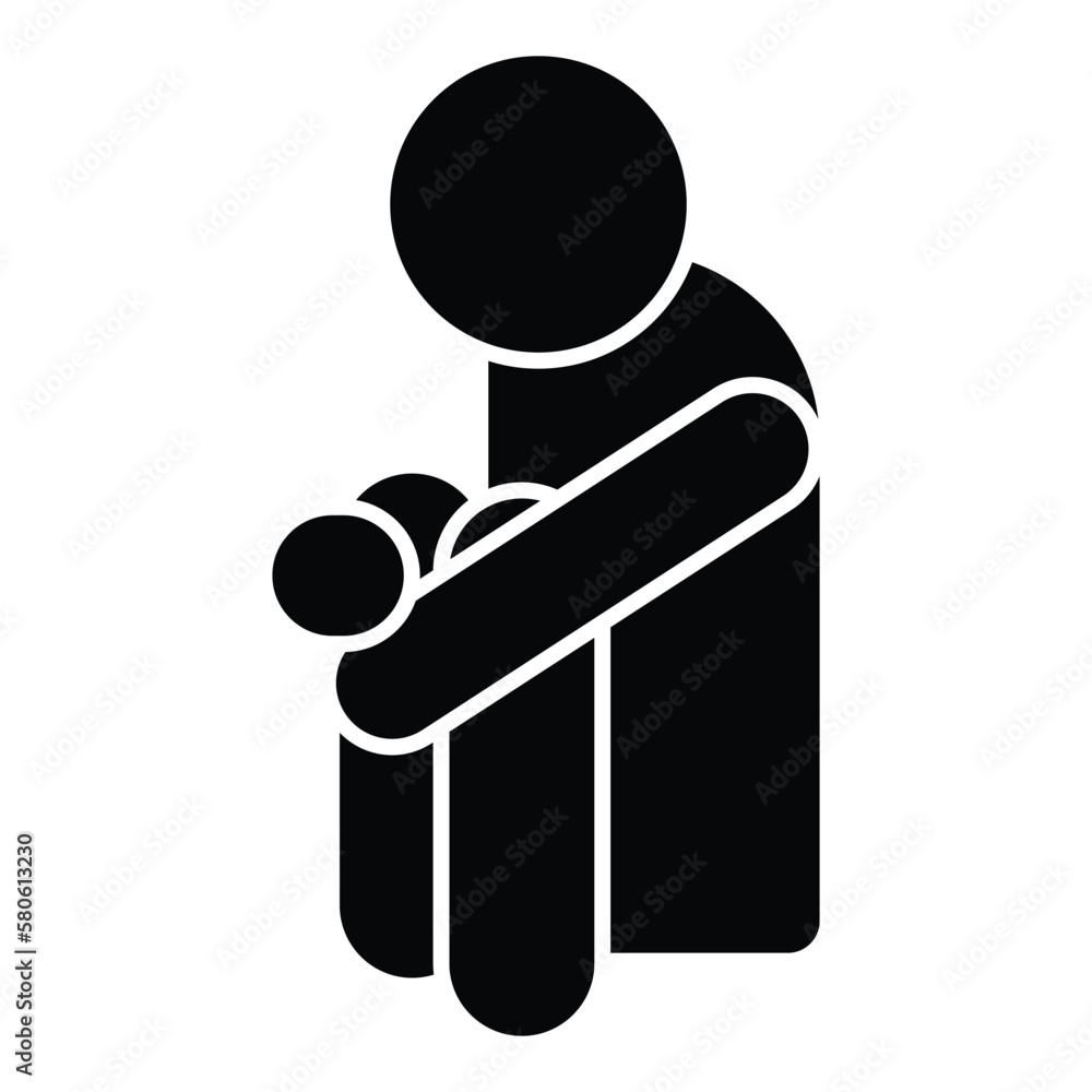 Sad pose symbol, simple stickman hugging knee, schematic representation ...