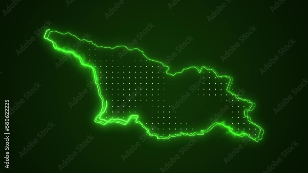 Neon Green Georgia Map Borders Outline Loop Background. Neon Green ...
