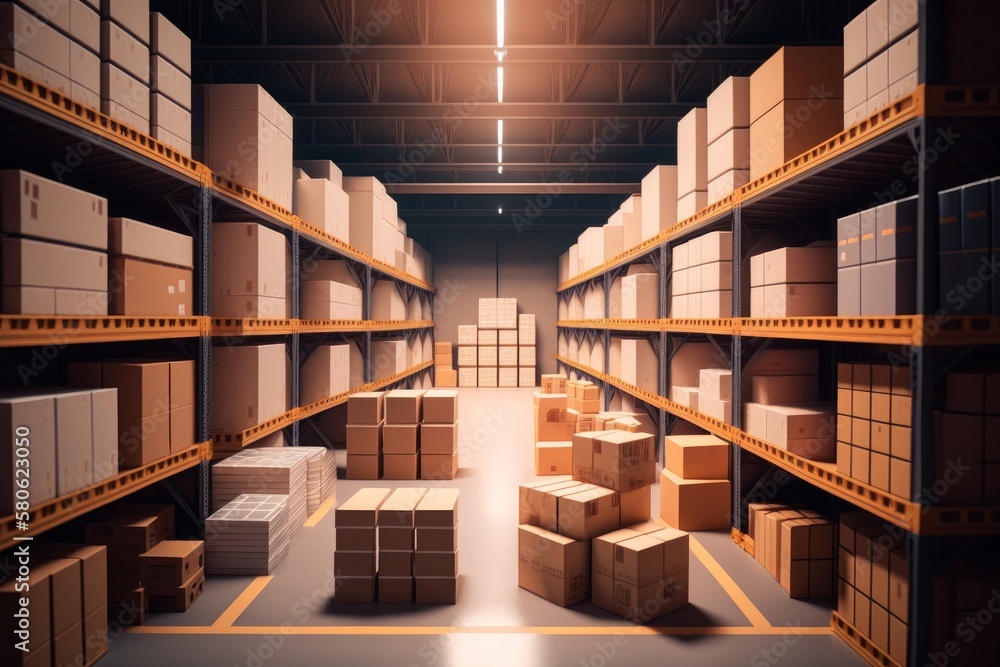 Efficient Storage Solutions: Organizing Your Products in a Spacious Warehouse with Shelves and ...