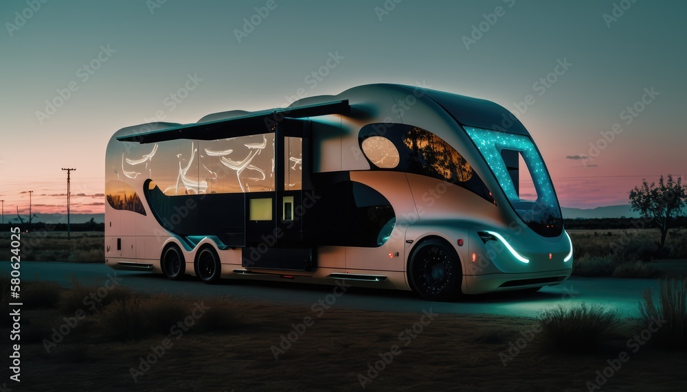 Futuristic Autonomous Tesla Semi RV with All Glass Windows for Epic ...