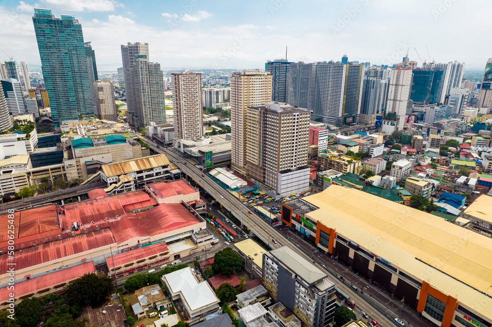 Mandaluyong, Metro Manila, Philippines - Aerial of Shaw Boulevard, with ...
