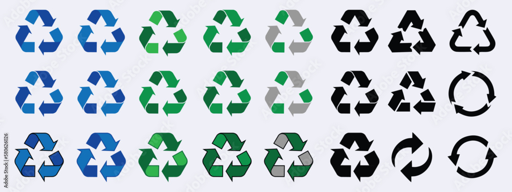 Mega set of green arrow recycle icons. recycling arrow icon. recycle ...