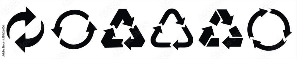 Black arrow recycle symbol collection. recycling arrow icon. recycle ...