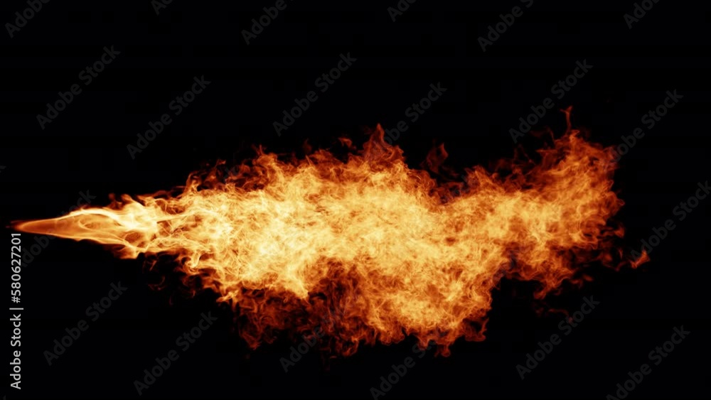 Flame thrower blowing looping on alpha background Stock ビデオ | Adobe Stock