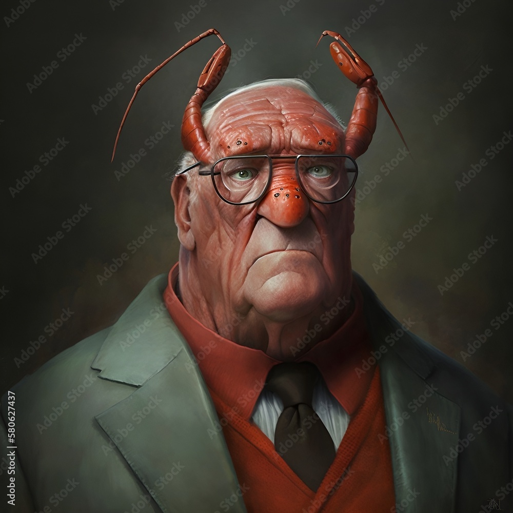 AI generated portrait of Mr. Krabs as a human Stock Illustration ...
