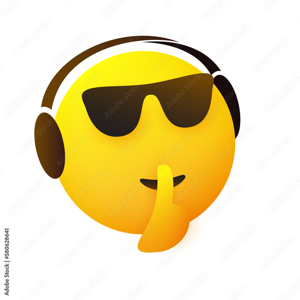 Be Quiet! - Face with Finger on Mouth Listening to Music, Gesturing ...